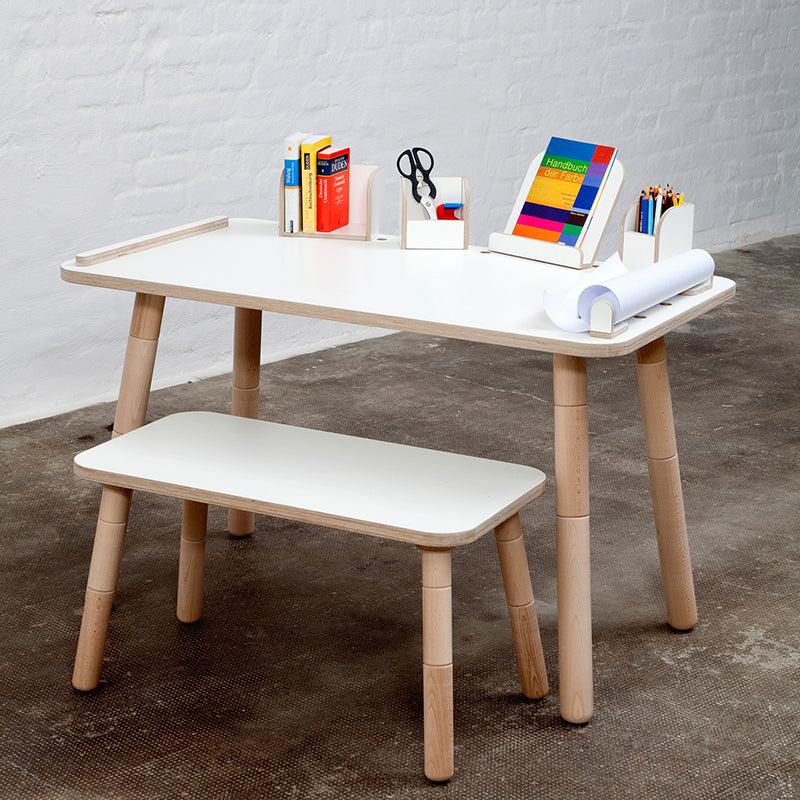 Growing table set birch white